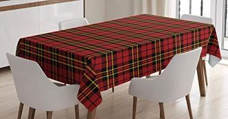 Abakuhaus À Carreaux Nappe, Old Britannique Celtic, Linge de Table Rectangulaire pour Salle à Manger Décor de Cuisine, 140 x 240 cm, Noir Jaune Rouge