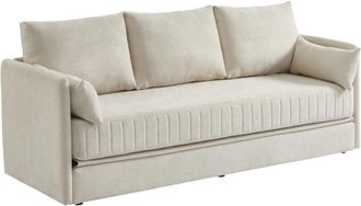 Vente-Unique Vente-unique - Canap&eacute; 3 places convertible en tissu beige grecco