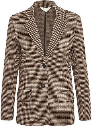 Part Two Womens Blazer Single Breasted Notch Lapel Checked Fabric Pockets