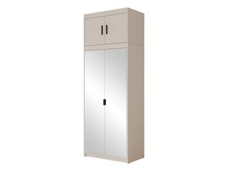 Mirjan24 Kleiderschrank Elena 2D mit Frontspiegel, Dreht&uuml;renschrank mit Kleiderstange und 6 Einlegeb&ouml;den, Schrank f&uuml;r Schlafzimmer oder Flur (Beige, Mit Schran