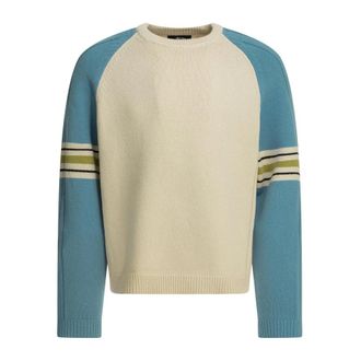 St&uuml;ssy Stripe Raglan Crew - - Knitwear - Herren - Beige - L