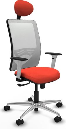 Piqueras y Crespo Gepolsterter B&uuml;rostuhl Zulema mit wei&szlig;en und schwarzen Armlehnen, h&ouml;henverstellbare Lendenwirbelst&uuml;tze und festes Kopfteil, ausgestattet mit 3 Positio