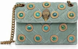 Kurt Geiger Femme, Sacs, Vert, Taille: ONE Size Velvet Mini Kensington Bag