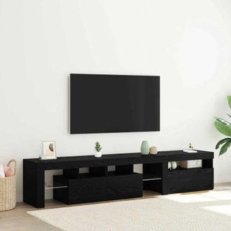 vidaXL Meubles TV avec Lumi&egrave;res LED 2 pcs Ch&ecirc;ne noir Large vidaXL