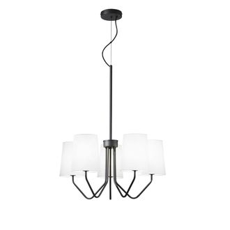 Luce-Ambiente-Design Sally Five-Light Suspension in Black Metal with Fabric Lampshades