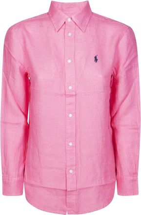 Polo Ralph Lauren Femme, Blouses et Chemises, Rose, Taille: 36 FR Camicia in Lino