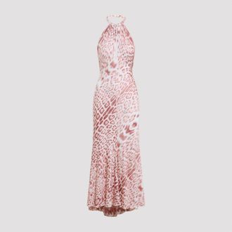 Roberto Cavalli Robe mi-longue &agrave; imprim&eacute; l&eacute;opard Roberto Cavalli