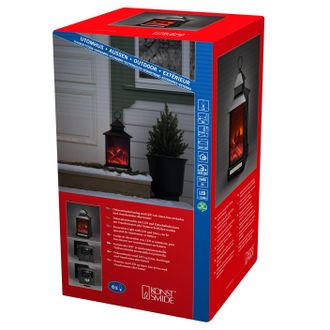 Konstsmide LED Laterne, gro&szlig;, Kamin, 8h Timer, Trafo- und battebetrieben, 6 warm wei&szlig;e Dioden, 4, 5V Au&szlig;entrafo/batteriebetrieben, 0, 6W, schwarzes Kabel, Batter