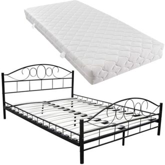 vidaXL Bett mit Matratze Schwarz Metall 180&times;200 cm Vidaxl