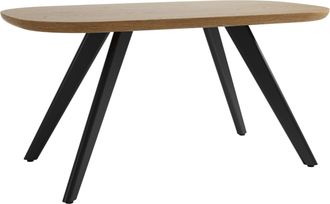 Sch&ouml;ner Wohnen Kollektion Tisch LARVIK/Tischplatte in Eichefarbig Tobacco, Gestell in schwarz/Bootsform, abgerundete Kante & Echtholzfurnier/Esstisch/K&uuml;chentisch / 160 x 90, H 