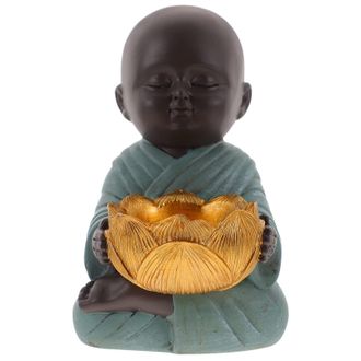 NUOBESTY Miniatur Resin Statue Zen Monk Dekoration F&uuml;r Schreibtisch Kleine Buddha Figur Als Garten- Kreative Asiatische Kunst Hochwertigem F&uuml;r Zuhause Oder B&uuml;r