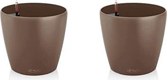 Lechuza Classico Color 35, Muskat & Classico Color 18, Muskat, Hochwertiger Kunststoff, Inkl. Bewässerungssystem, Für Innen- und Außenbereich, 13262, 19 x 11 