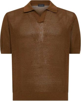 Tagliatore Homme, Pulls, Brun, Taille: XL Finlay Openwork Cotton Polo