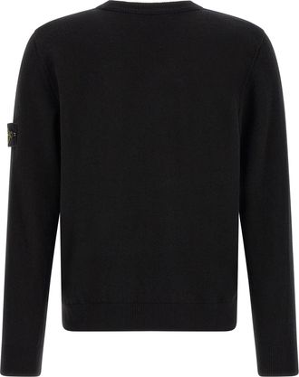 Stone Island Virgin Wool Crew Neck Sweater - Black