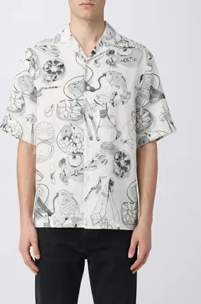 Jacquemus Chemise de bowling &agrave; manches courtes en m&eacute;lange de lin &agrave; imprim&eacute; graphique