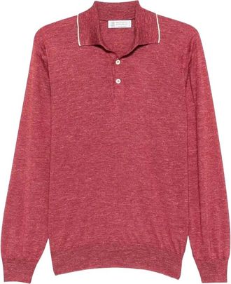 Brunello Cucinelli Polo-Shirt mit Besatzdetail - - Tops - Herren - Rot - 2XL