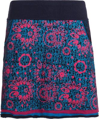 vishes Alternative Bekleidung - Damen Mini-Rock Baumwolle geometrisches Muster elastischer Bund schwarz 44