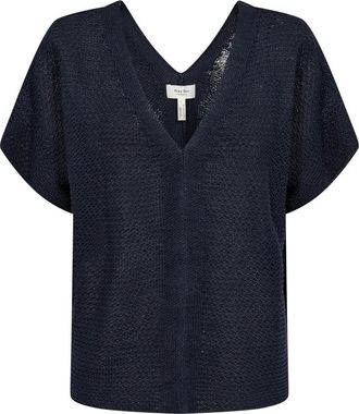 Part Two Femme, Pulls, Bleu, Taille: 40 FR Pull en Tricot Doux Col en V After Midnight