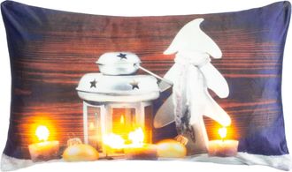 Brandsseller Weihnachtskissen LED Beleuchtet Dekokissen Leuchtkissen Zierkissen 50x30 cm (50x30 cm, Laterne-Weiß)