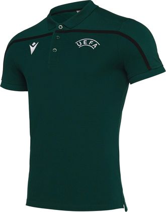 Macron Fu&szlig;ball Polo UEFA Referee 19 Schiedsrichter Shirt Herren dunkelgr&uuml;n Gr L
