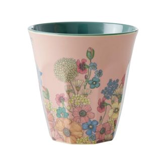 Rice Becher Trinkbecher Melaminbecher aus 100% Melamin Flower Collage hellrosa Medium