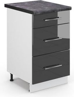 Vicco Meuble Cuisine Fame-Line, Anthracite Haute Brillance/Blanc