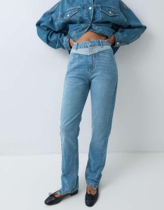 Asos jean droit &agrave; lenvers-Bleu