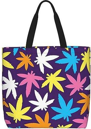 Generic Motif De Mauvaises Herbes Aux Couleurs Vives Sac Fourre-Tout L&eacute;ger Tote Bag R&eacute;utilisable Sac A Main Femmes Pour Travail Gym Shopping