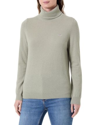 GANT Damen Extrafine Lambswool Blend Rollneck Pullover, Faded SAGE, XL