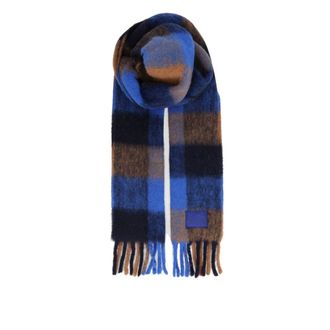 Paul Smith &Eacute;charpe &agrave; carreaux &agrave; franges - Homme - Accessoires - Bleu - Taille: 2XS