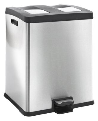 EKO Rejoice Tretm&uuml;lleimer 2x30L Edelstahl M&uuml;lltrenner (49.5 x 45.9 x 63.6 cm, D&auml;mpfer-System, Fingerabdruck frei, Abfallbeutelfixierung), matt silber