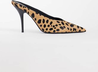 Asos Prism mules &agrave; talons aiguilles en cuir v&eacute;ritable &agrave; poils, imprim&eacute; l&eacute;opard-Multi