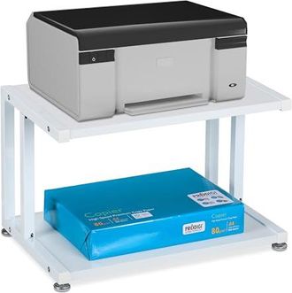 Relaxdays Support dimprimante, 2 Niveaux, pour Votre Espace de Travail, H x L x P : 28 x 45 x 28 cm, Blanc