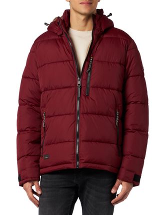 Camel Active Herren Steppjacke mit Abnehmbarer Kapuze Rot, menswear-58