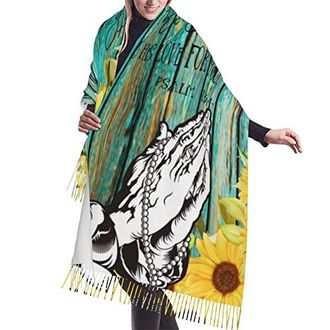Generic Plus Puissant Que Les Vagues Est Son Amour Pour Toi (Psaumes) Tournesol Écharpe Femme Hiver Glands Foulard Quotidien Chaud Châle