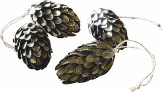 Loberon Anh&auml;nger 4er Set Lonrai - Tannenzapfen-Design - Nat&uuml;rliche Optik - Handarbeit - Christbaumschmuck - Weihnachtsdeko - Weihnachten - Eisen, antikbraun