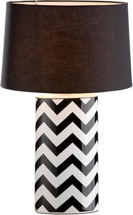 Gilde Tischleuchte Illusion - Keramik - Zick-Zack Muster - Schwarz - H&ouml;he 65cm x Breite 42cm