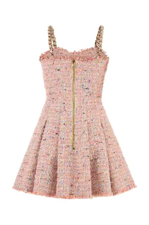 Balmain Womens Multicolor Tweed Mini Dress Multicolore Short
