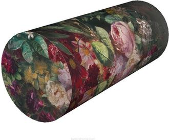Bertoni Nackenrolle Kissenrolle Nackenkissen Kissen Rolle Mit Bezug Memory Foam Velours 25 x 60 cm Zierkissen Multifunktional Thermoelastisch Bouquet