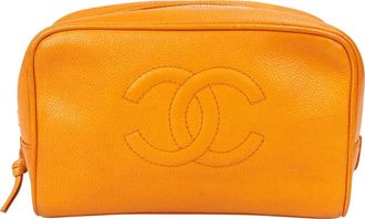 Chanel Crossbody Bags - Chanel Caviar Leather CC Vanity Bag - Gr. unisize - in Orange - f&uuml;r Damen