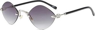 Generic Petites lunettes de soleil steampunk sans monture pour femmes et hommes - Lunettes de soleil en forme de losange - Style rétro - UV400, C02 Gris argen
