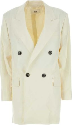 Ami Femme, Vestes, Blanc, Taille: 34 FR Wool Oversize Blazer