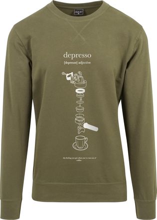 Mister Tee Herren Sweatshirt Depresso Crewneck Olive XL