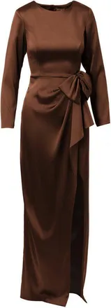 Adrianna Papell Abendkleid Stretch Satin Ruffle Gown Elegantes und schickes Kleid mit Schleifendetail