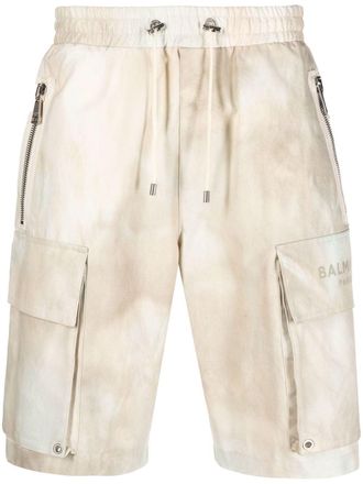 Balmain short en coton délavé à poches cargo - Tons neutres