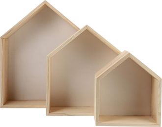 Valiclud HOOTNEE 3 Stück Teiliges Holz Wandregal Hausform Pentagonal Kreatives Aufbewahrungsregal Weiß Modern Praktisch Für Schlafzimmer Küche Wohnzimmer Dekor