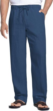 Coofandy Hosen Herren Leinenhose mit Kordelzug Leicht Sommerhose Freizeithose Stoffhose Herren Sommer Hose M&auml;nner Strandhose Einfarbig L&auml;ssige Hose Dunkelblau 