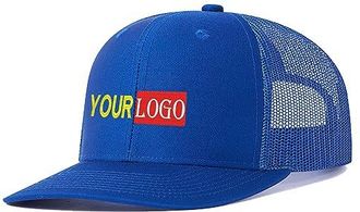 Generic Casquette de Camionneur Brodée Personnalisée 112 Pour Hommes et Femmes - Baseball en Maille Avec Texte et Logo Personnalisables, Bleu, M-XL