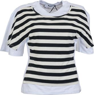Msgm Msgm, Femme, Tops, Multicolore, Taille: 40 FR T-Shirt Ray&eacute; Superpos&eacute;