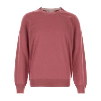 Brunello Cucinelli Homme, Sweatshirts et sweats &agrave; capuche, Rose, Taille: 2XL Pull ras du cou en laine et cachemire